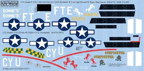 Kits World 172071 North American P-51 B/D Mustang (BONNIE ‘B’ II and ‘Gunfighter’)