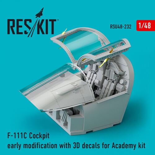 DISCONTINUED RES/KIT U48-0232 F-111C Cockpit Early Modification With 3D Decals For Academy Kit