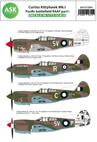 Art Scale Kit D72006 Curtiss Kittyhawk MK.I Pacific battlefield RAAF 1942-1944 part I