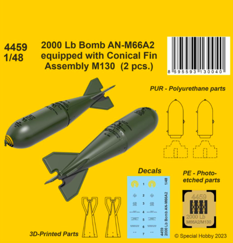 CMK K4459 2000 Lb Bomb AN-M66A2 equipped with Conical Fin Assembly M130 2 szt