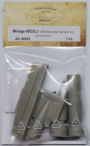 Armycast AC48025 Mirage IIIC/CJ 1300 litres belly fuel tanks set