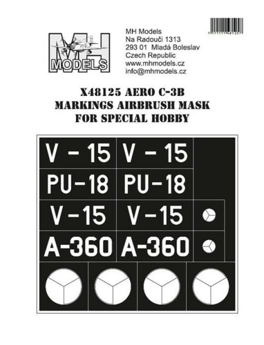 MH Models X48125 Aero C-3B Markings airbrush mask for Special Hobby