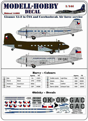 MH Models D14002 Lisunov Li-2 in ČSA & Czechoslovak Air Force service