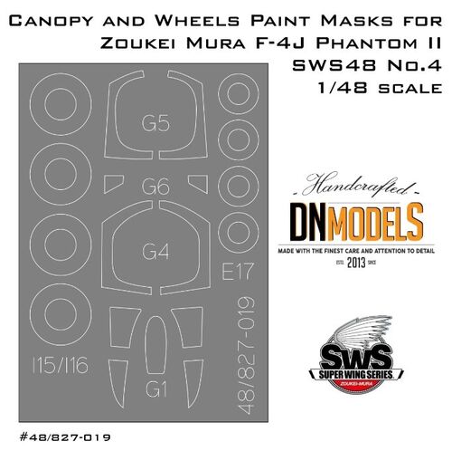 DN Models 48-827-019 Canopy And Wheels Paint Masks For F-4J Phantom II Zoukei-Mura SWS