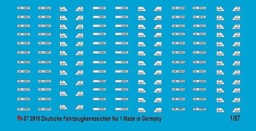 Peddinghaus-Decals 0918 German Number Plates Wehrmacht And Waffen SS No. 2