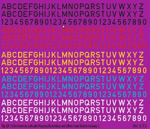 Peddinghaus-Decals 2144b Luftwaffe Codes In 8 mm