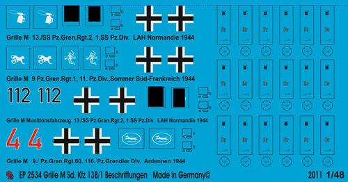 Peddinghaus-Decals 2534 Grille Sd. Kfz 138/1 Markings