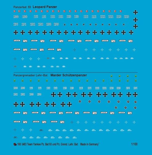 Peddinghaus-Decals 3483 Team Yankee Panzer Bat 93 And Panzer Grenadier Lehr Bat. With Marder