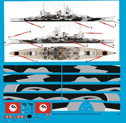 Peddinghaus-Decals 3317 German Battleship Scharnhorst With Body Camouflage July 1943