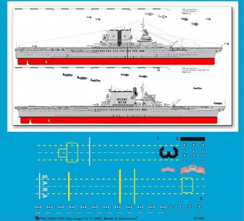 Peddinghaus-Decals 3283 US Carrier USS Saratoga 1942