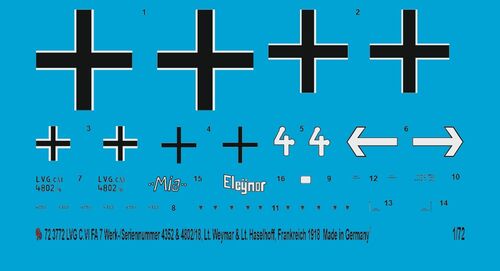 Peddinghaus-Decals 3772 LVG C. VI FA 7 Factory/Serial Number 4352 And 4802/18, Lt. Weymar And Lt. Haselhoff, France 1918