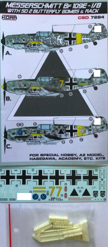 Kora Models CSD7284 Messerschmitt Bf 109E-1/B with SD 2 Butterfly bombs and rack