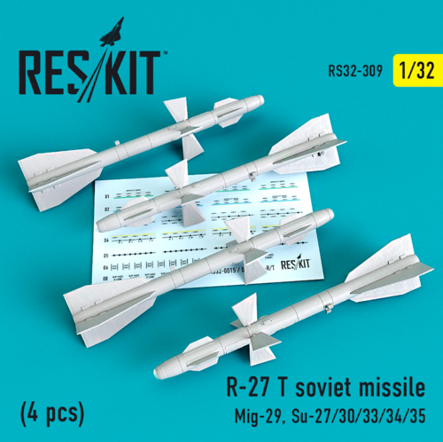DISCONTINUED RES/KIT 32-0309 R-27 T soviet missile 4 pcs Mig-29, Su-27/ 30/ 33/ 34/ 35