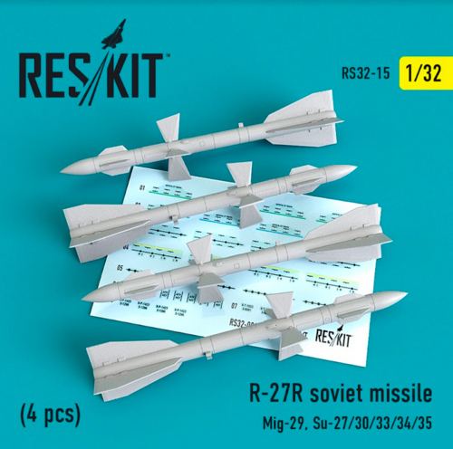 DISCONTINUED RES/KIT 32-0015 R-27 R soviet missile 4 pcs Mig-29, Su-27/ 30/ 33/ 34/ 35)