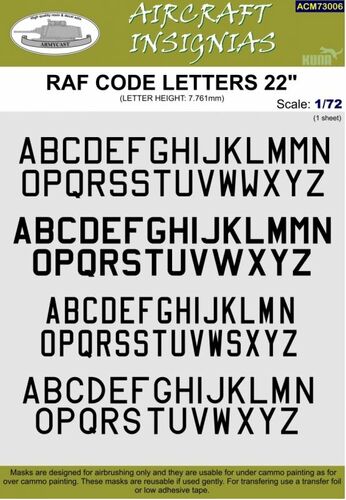 Armycast ACM73006 RAF Code Letters 22"