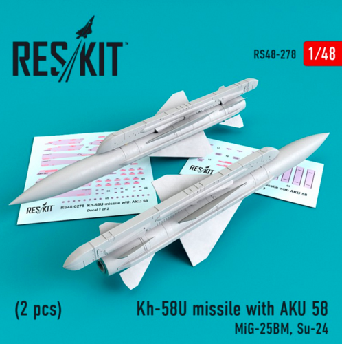 DISCONTINUED RES/KIT 48-0278 Kh-58U missile with AKU 58 2 pcs MiG-25BM, Su-24