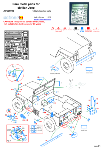 Minor 350006 Bare metal parts for civilian jeep