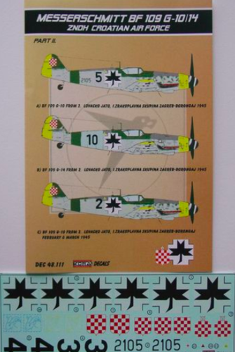 Kora Models Dec48110 Messerschmitt Bf-109G-10 ZNDH Croatian I