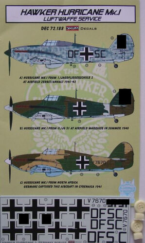 Kora Models Dec72188 Hawker Hurricane Mk.I Luftwaffe
