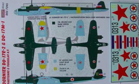 Kora Models Dec7245 Do 17E-2/Do 17M-1 Yugoslavia