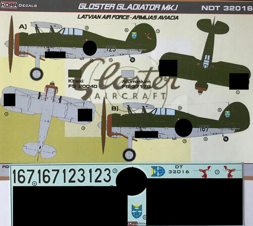 Kora Models NDT32016 Gloster Gladiator Mk.I. Latvian AF