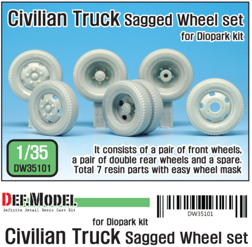 DEF Model DW35101 Japanese Civilian Truck Sagged Wheel set ( for Diopark 1/35)