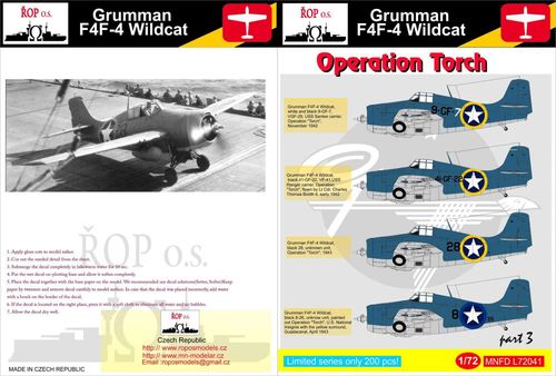 Ropos Models MNFDL72041 Grumman F4F-4 Wildcat - Operation Torch