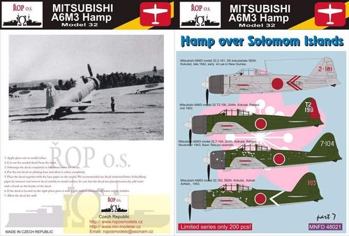 Ropos Models MNFDL48021 Mitsubishi A6M3 Hamp Model 32 - Hamp over Solomon Islands