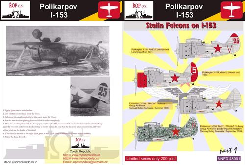 Ropos Models MNFDL48001 Polikarpov I-153 - Stalin's Falcons on I-153