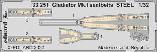 Eduard 33251 Gladiator Mk.I seatbelts STEEL ICM