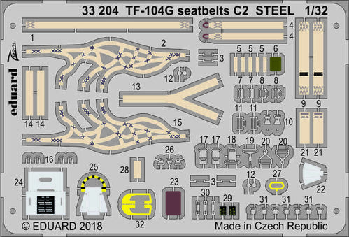 DISCONTINUED Eduard 33204 TF-104G seatbelts C2 STEEL ITALERI