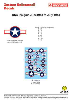 Techmod 48105 US National Insignia June 1943 to July 1943
