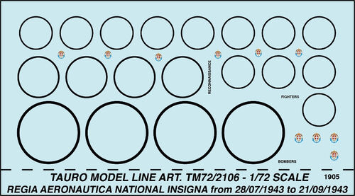 TAURO MODEL 72-2106 Regia Aeronautica National Insignia (Between 07/28/1943 To 09/21/1943)