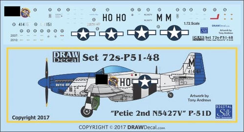 Draw Decal 72-P51-48 North American P-51 D - "Petie 2nd" Gathering of Mustangs and Legends (N5427V)