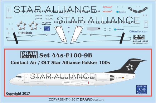 Draw Decal 44-F100-09B Fokker 100 - Contact Air / OLT Express Star Alliance (Version 2)