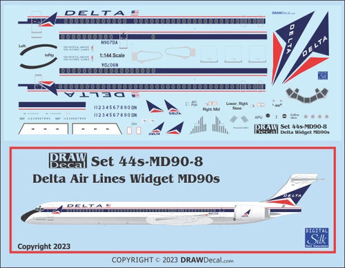 Draw Decal 44-MD90-08 McDonnell Douglas MD-90 - Delta Air Lines "Widget"