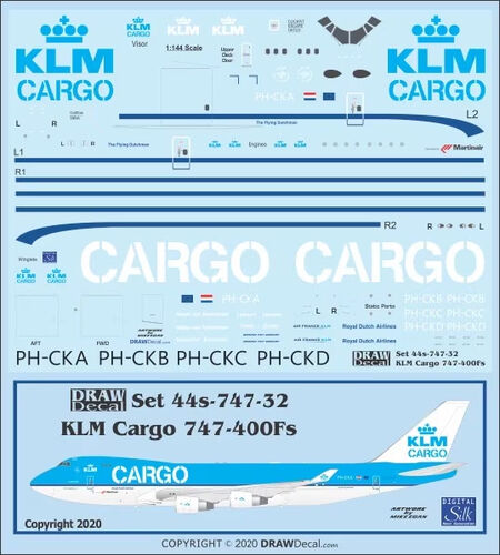 Draw Decal 44-747-32 Boeing 747-400ER - KLM Cargo