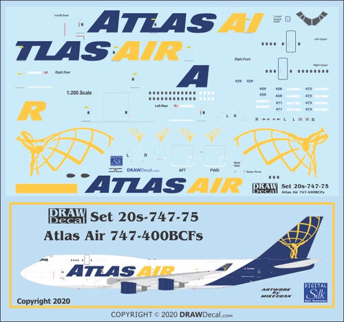 Draw Decal 20-747-75 Boeing 747-400BCF - Atlas Air
