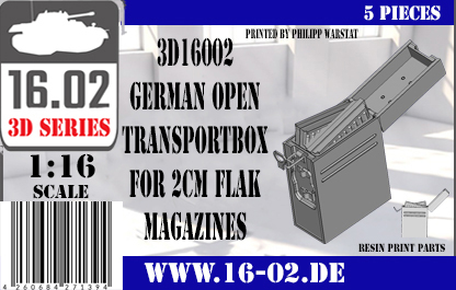Custom scale 3D16002 German Open Transport Box For 2cm Flak Magazines