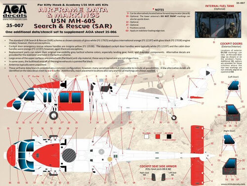AOA decals 35-007 Airframe Data & Markings - USN Sikorsky MH-60S Search & Rescue (SAR)