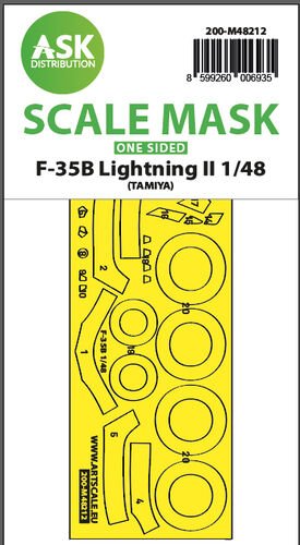 Art Scale Kit M48212 Lockheed Martin F-35 B Lightning II - wheels and canopy frame paint mask (outside only) (for Tamiya kits)