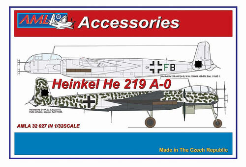 AML A32027 Heinkel He-219 A-0 - The conversion set with decals (for Revell kits)
