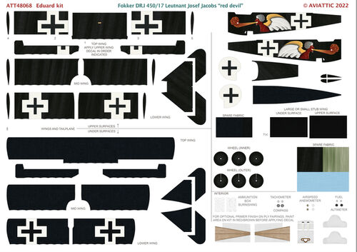 Aviattic ATT48068 Fokker DR.I 470/17 - Ltn. Josef Jacobs "Red Devil" (for Eduard kits)