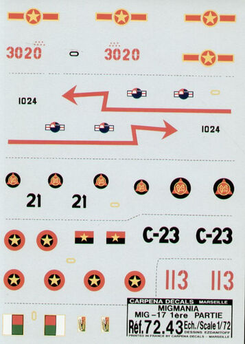 Colorado / Carpena Decals 72043 Mikoyan MiG-17F Part 1 (5 schemes)