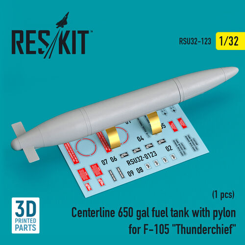 RES/KIT U32-0123 Centerline 650 Gal Fuel Tank With Pylons For F-105 'Thunderchief' (1 pcs)