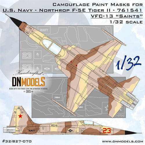 DN Models 32-827-070 Camouflage Paint Masks For U.S. Navy - Northrop F-5E Tiger II - 761541 VFC-13 'Saints'
