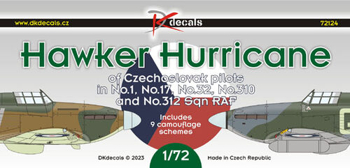 DKdecals 72124 Hawker Hurricane Of Czechoslovak Pilots (No. 1, 17, 32, 310 And 312 Sqn)
