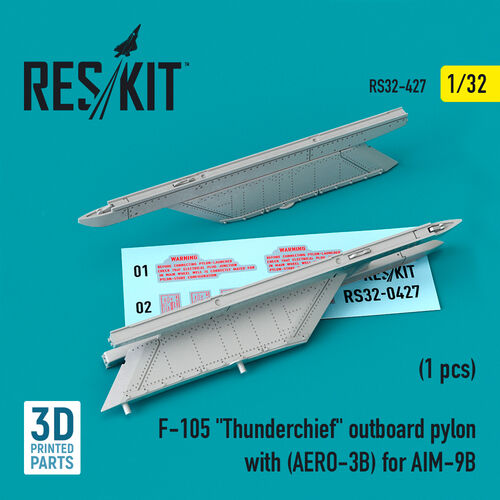 RES/KIT 32-0427 F-105 "Thunderchief" Outboard Pylon With (AERO-3B) For AIM-9B