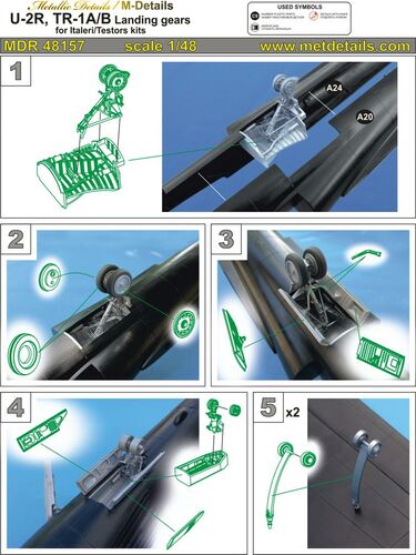 Metallic Details MDR48157 Lockheed U-2 R and TR-1 A/B - landing gears (designed to be used with Italeri and Testors kits)