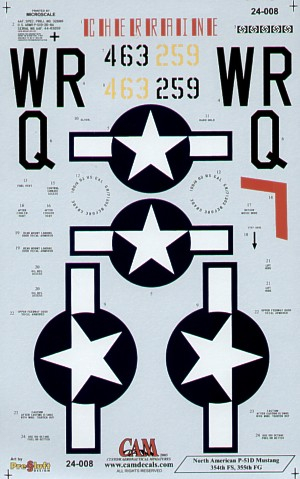 CAM 24008 North American P-51 D Mustang - 463259 WR-Q 354FS D.V.Galer 'Cherraine'